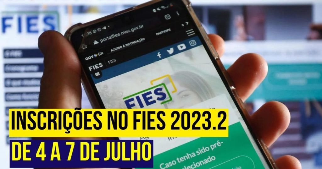 Inscrições no Fies 2023.2 acontecem de 4 a 7 de julho